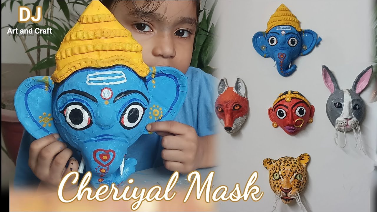 paper mache mask, how to make cherial mask at home, cheriyal painting ...