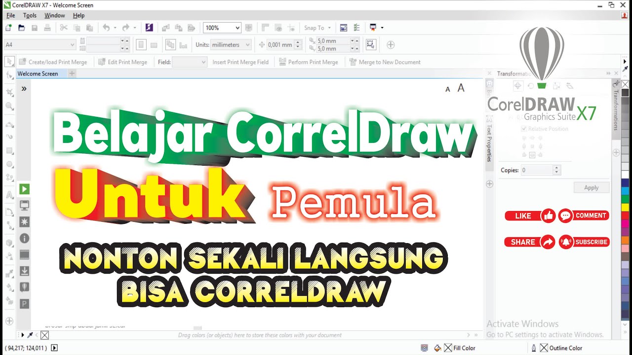 belajar coreldraw | tutorial corel draw x7 bahasa indonesia - YouTube