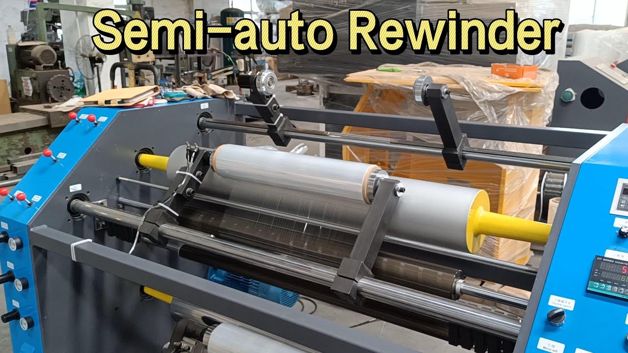 WT--S800 Plastic stretch Film Rewinding Machine, 650M/min Semi ...