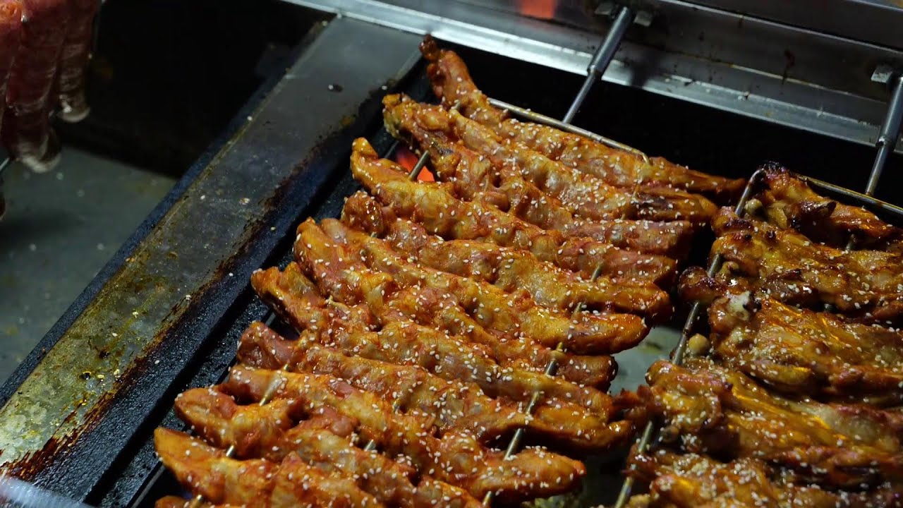 Chinese Street Food -Grilled Chicken Neck, Grilled Squid, Grilled ...