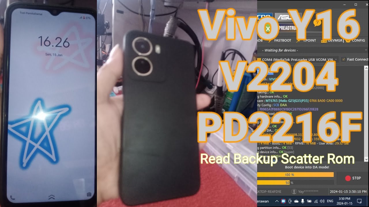 🟢 Read Backup Vivo Y16 (V2204) PD2216F || Scatter ROM || Backup NV ...