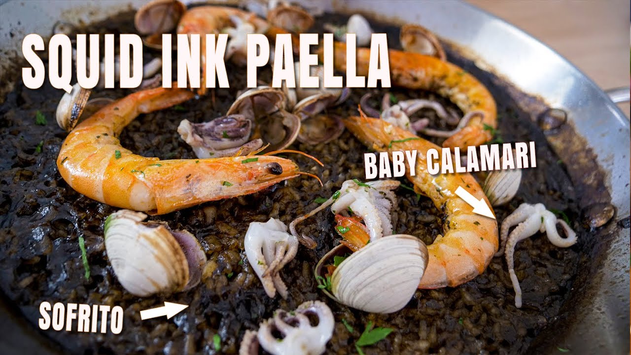 How to Make the Tastiest ARROZ NEGRO in Spain | SQUID INK PAELLA RECIPE ...