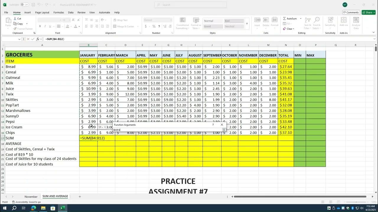 Practice Excel Assignment #7 - YouTube