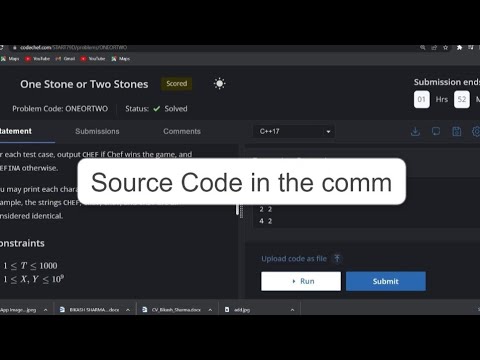 One Stones or two stones Codechef Solution || One stones or two stones ...