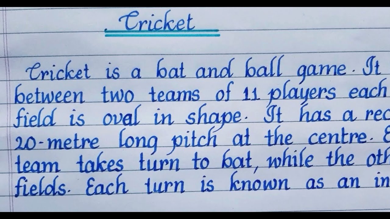 Writing Essay On "Cricket"in English| writing|English writing ...