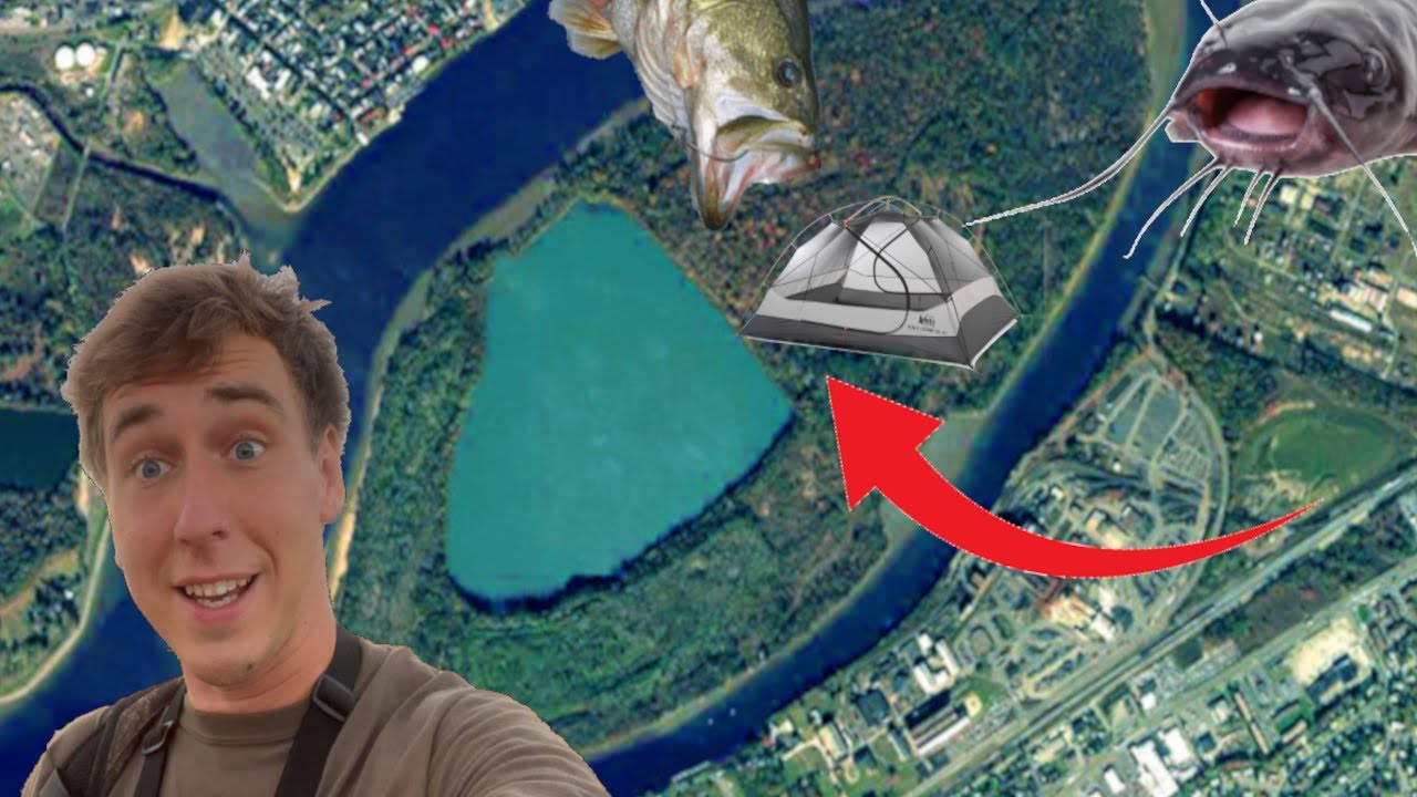 Urban Camping on an Island with a HUGE Lake (Big Fish) - YouTube