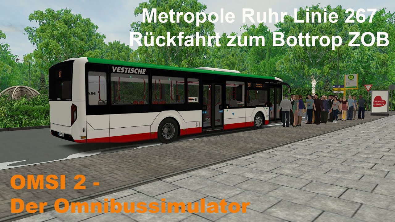 Omsi 2 Metropole Ruhr Linie 267 Rückfahrt zum Bottrop ZOB MAN NLC 12C ...