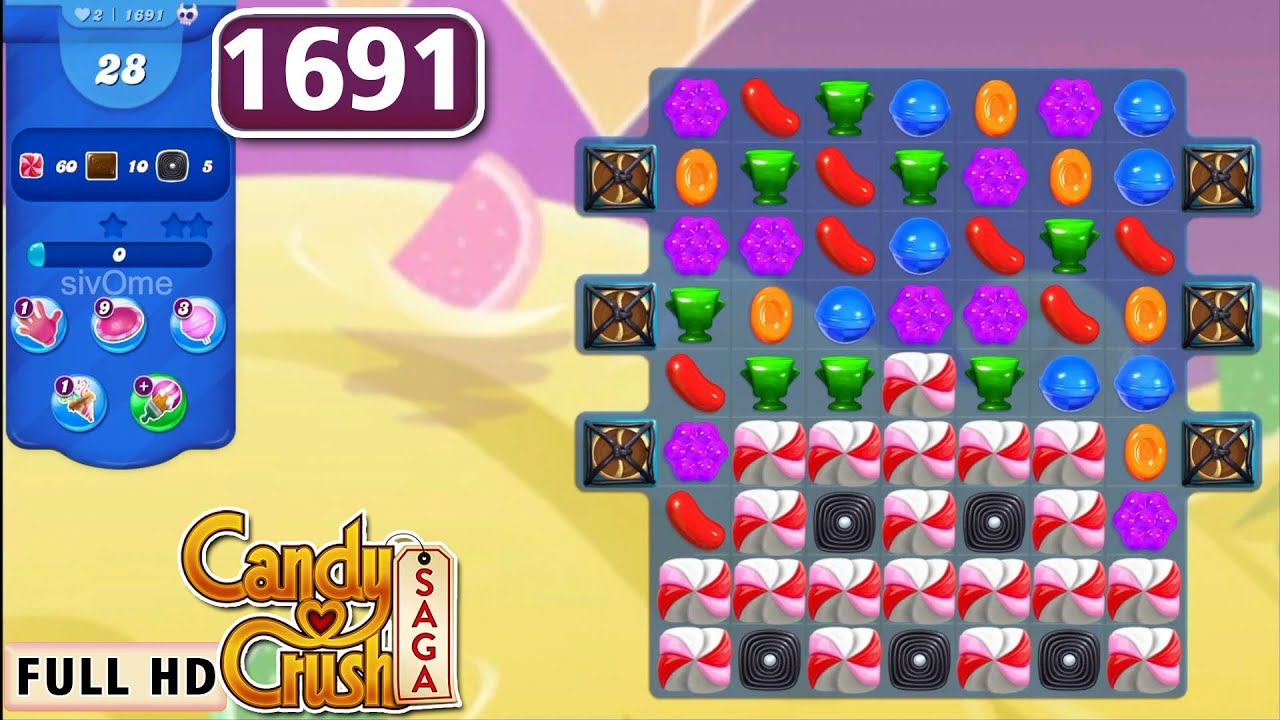 CANDY CRUSH SAGA Level 1691 [NO BOOSTER] GAME PLAY FULL HD - YouTube