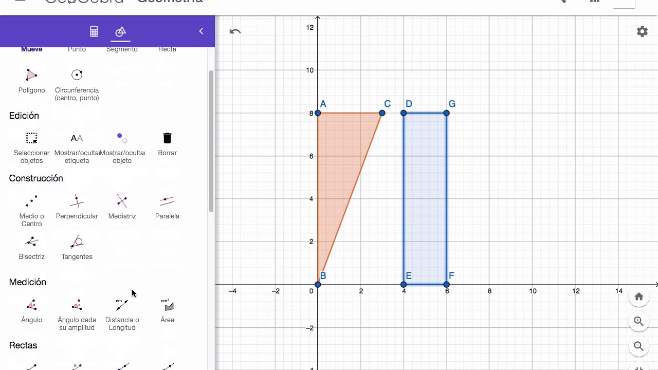 Longitudes y áreas de figuras planas con Geogebra - YouTube