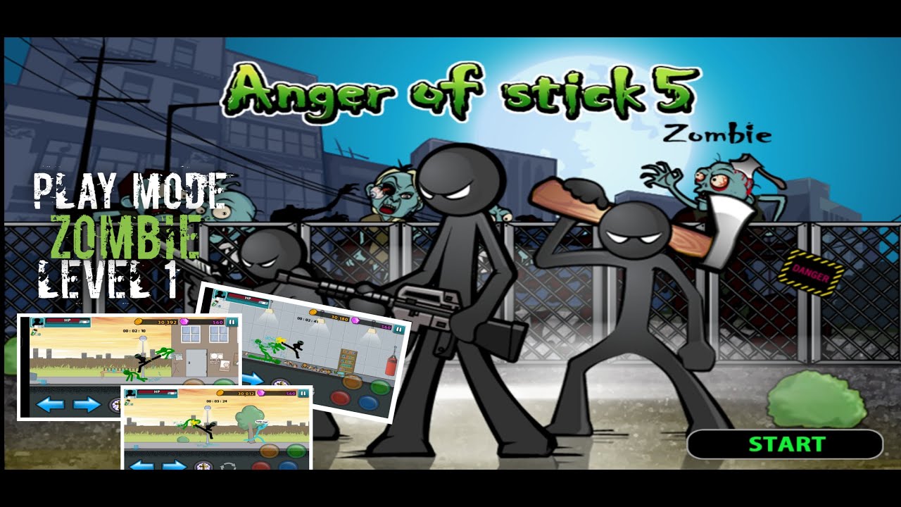 StickMan Play Mode Zombie Level 1 (Anger Of Stick 5) - YouTube