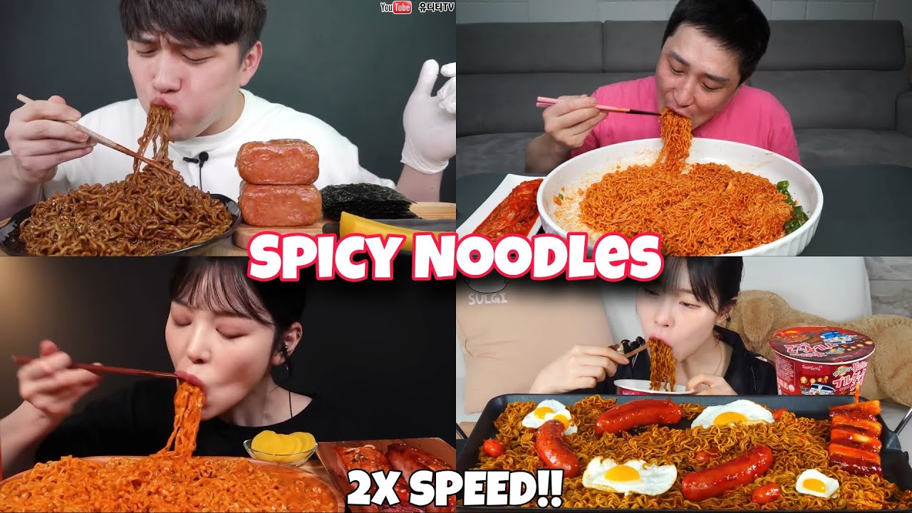 2X SPEED 🔥 Spicy Korean Noodles Eating - YouTube