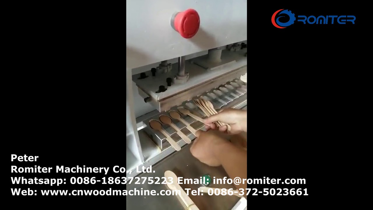 Semi Automatic Disposable Wooden Spoon Fork Hot Pressing Shape Forming ...