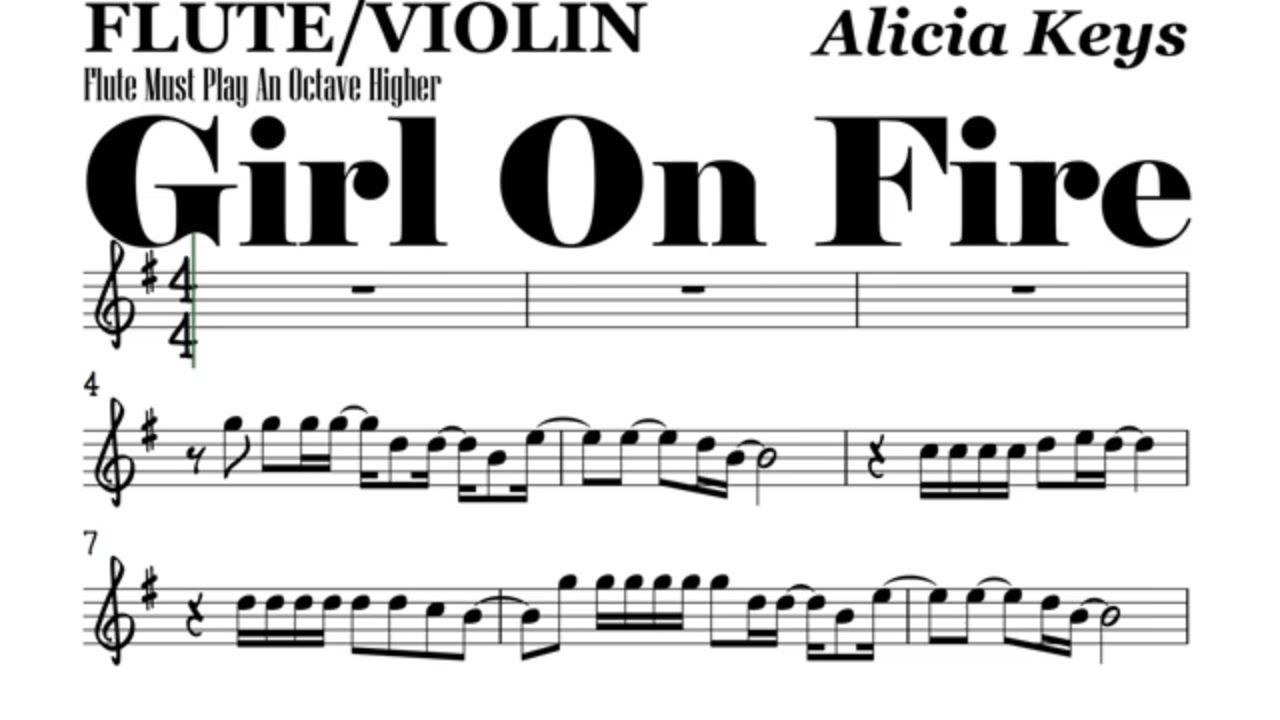 Girl On Fire Music Notes