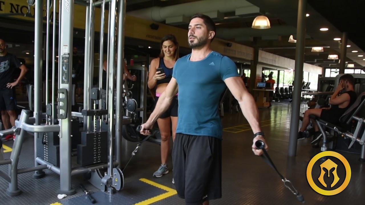 Apertura de pecho en polea doble baja 2 - YouTube