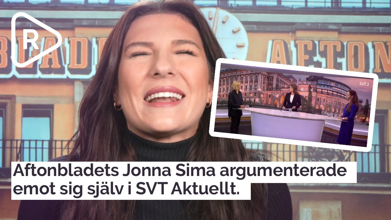 Aftonbladets Jonna Sima argumenterade emot sig själv i SVT Aktuellt ...
