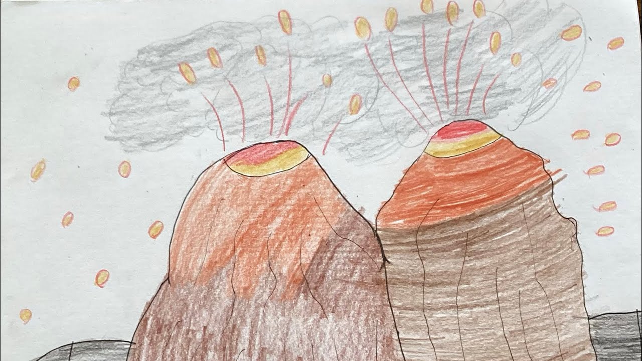 How to draw volcanos. Drawing tutorial - YouTube