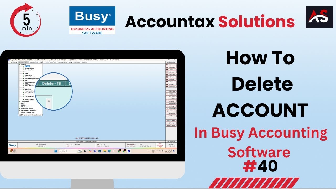 How To Delete Account in Busy Software || Accountax Solutions || Amit ...
