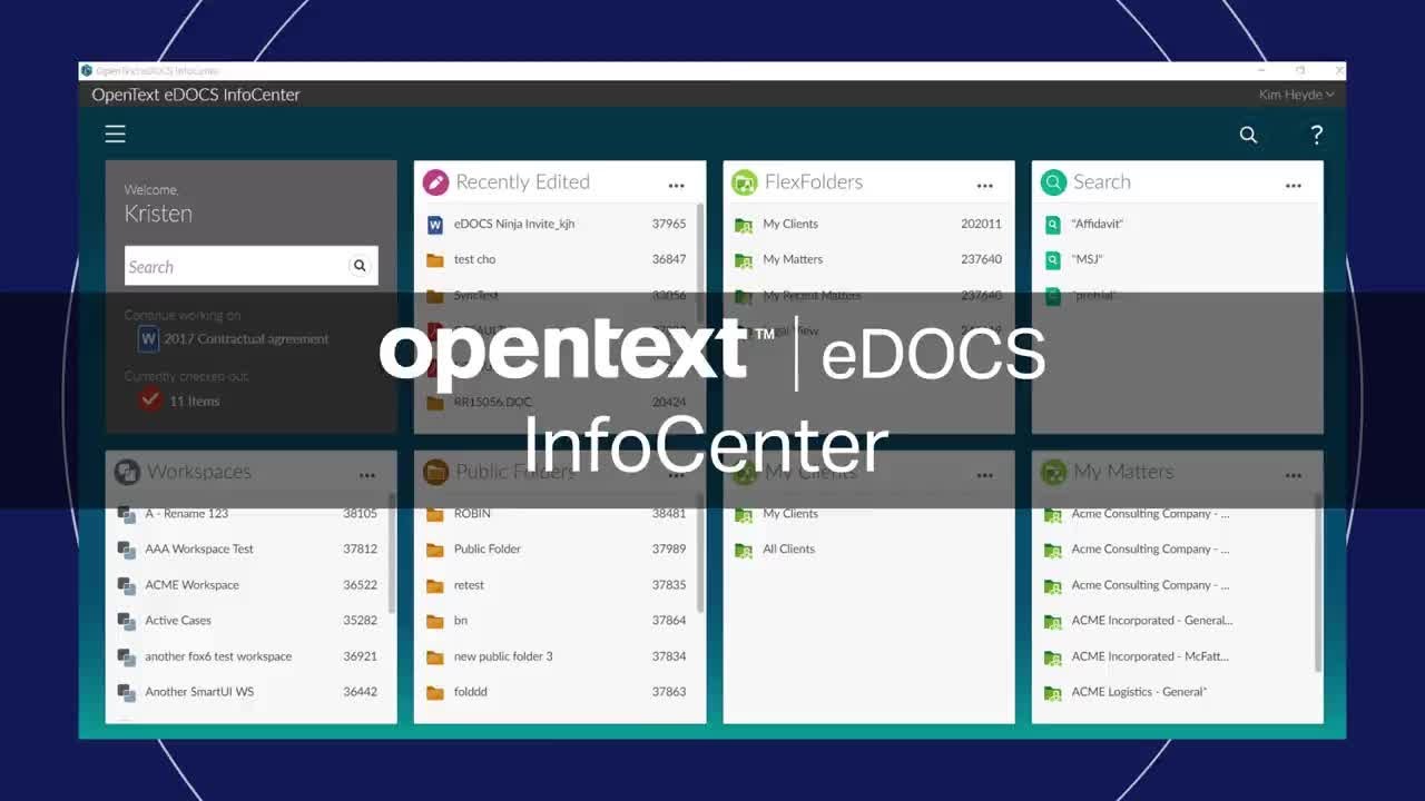 eDOCS InfoCenter New Modern Tiled Interface: A solution that works the ...