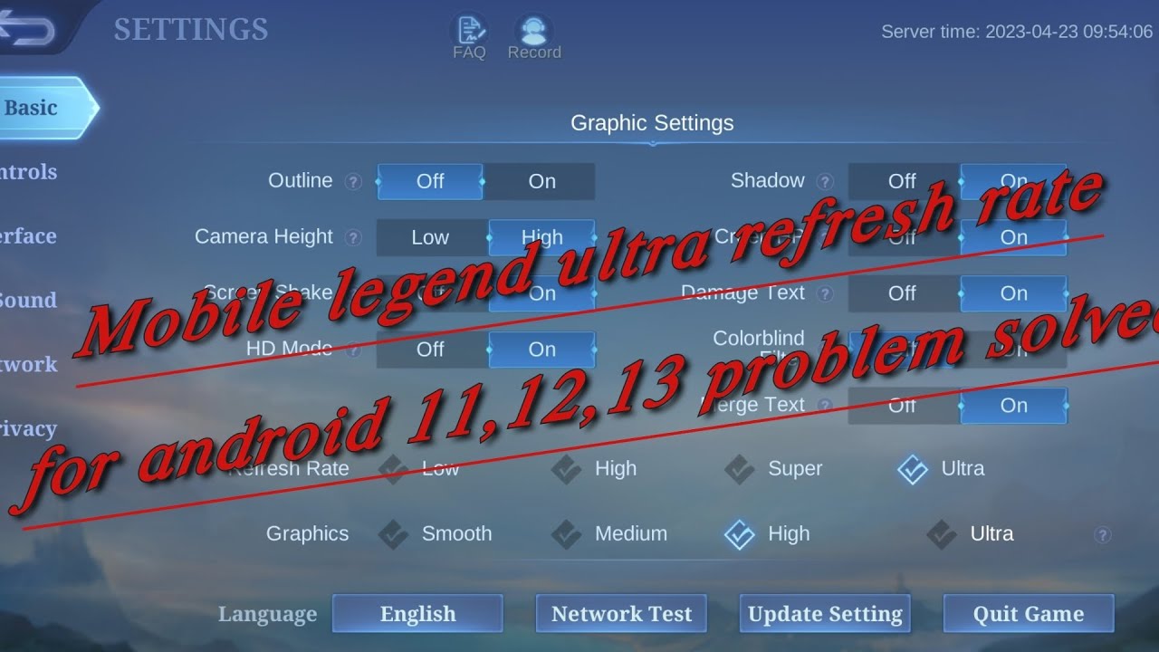 How to unlock Mobile legend ultra refresh rate for android 11,12,13 solved - YouTube