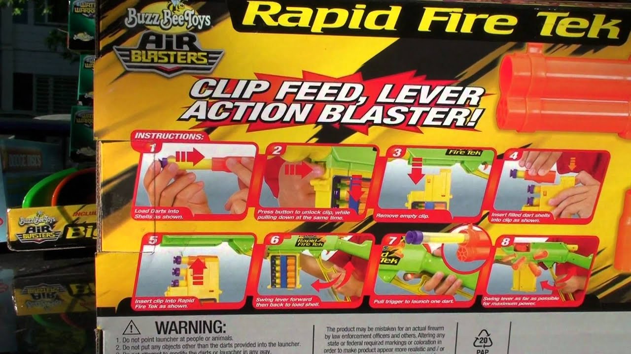 Винтовка "Огонь" 46303 Buzz Bee Toys Rapid Fire Tek AIR BLASTERS - YouTube