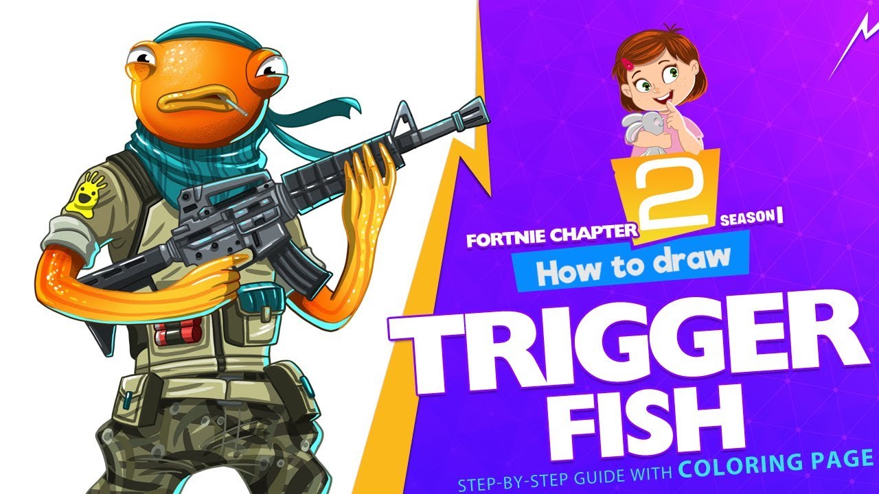 How to draw Triggerfish | Fortnite Chapter 2 step-by-step drawing ...