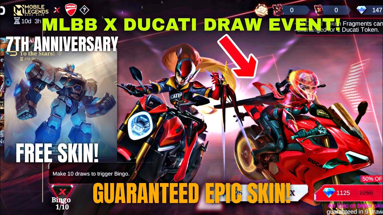 CLAIM EPIC SKIN! MLBB X DUCATI AND 7TH ANNIVERSARY FREE SKIN MLBB - YouTube