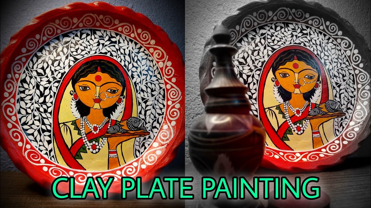 Clay Plate Painting with Some BengaliTradition || Fabric Colour || # ...