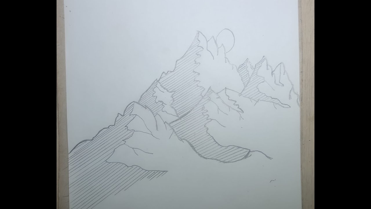 Mountain Drawing- How to draw an easy practical snowy mountain| Drawing ...