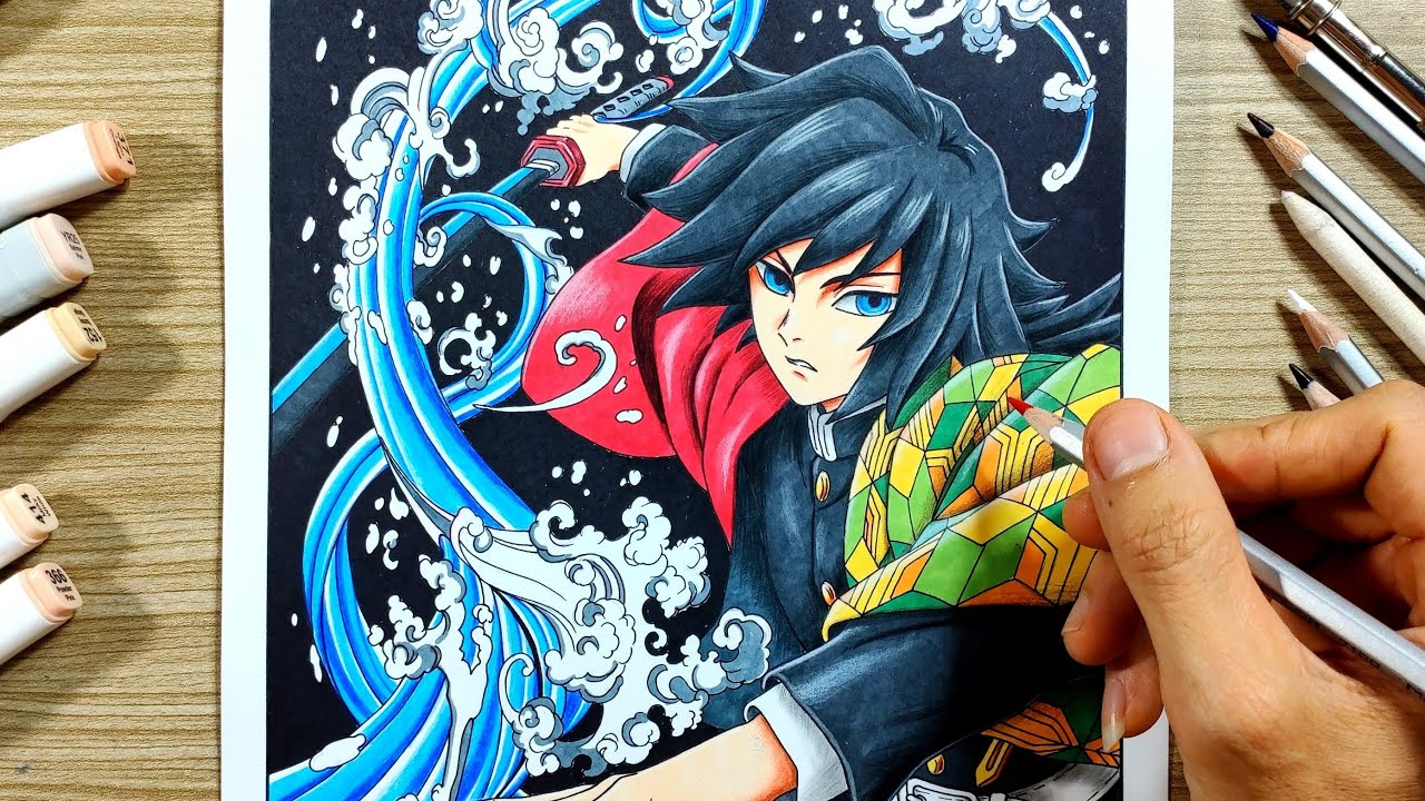 Cách vẽ Giyuu Tomioka Demon Slayer / How To Draw Kimetsu No Yaiba - YouTube
