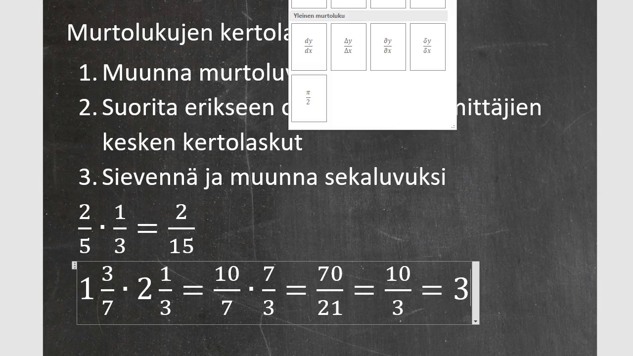 Kurssi 1: Luvut ja laskutoimitukset, osa11: Murtolukujen kertolasku ...
