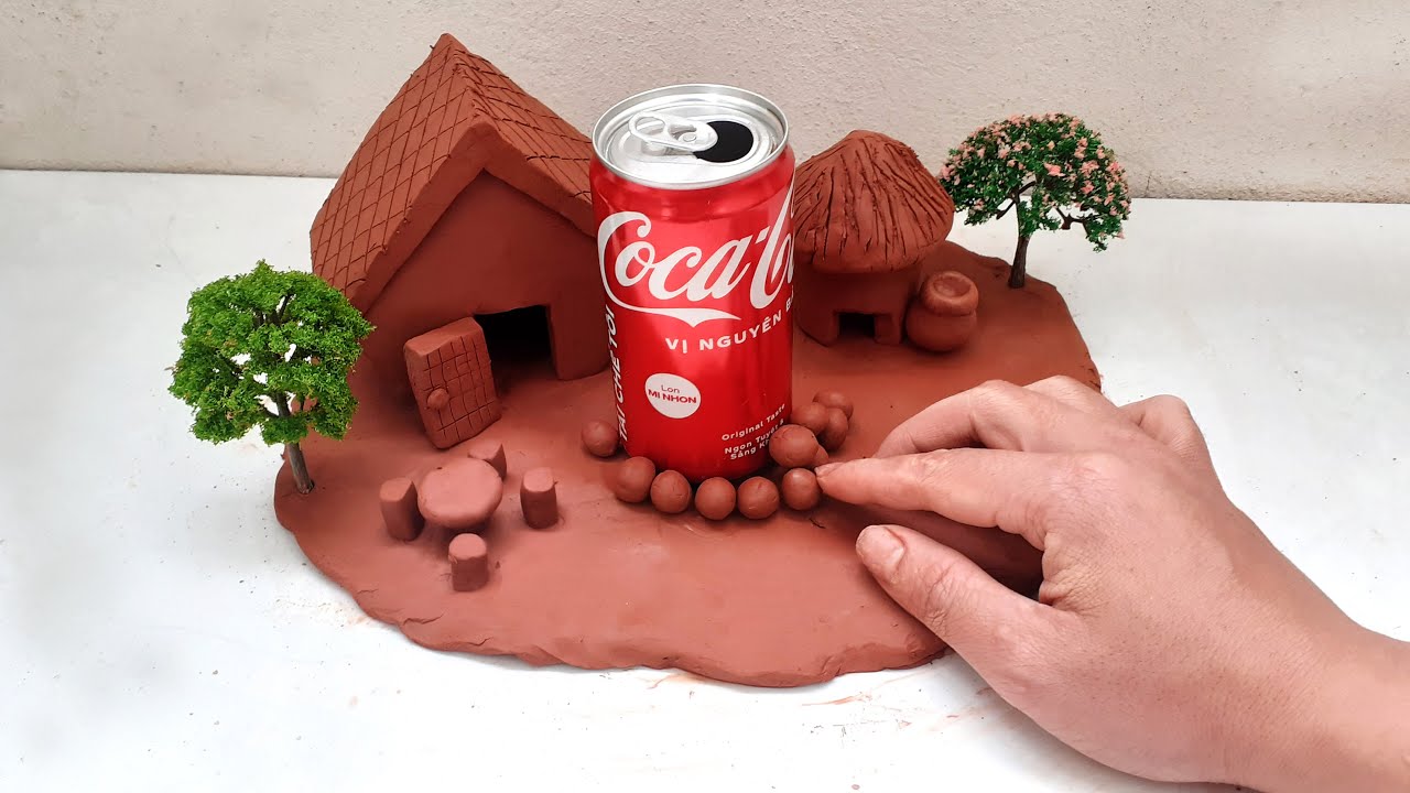 Build a Survival Village with Coca-Cola Cans | Miniature Clay House ...