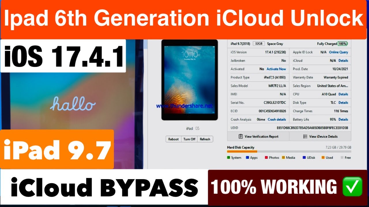 How To iPad 9.7-6th Generation iOS 17.4.1 iCloud Bypass ! ipad 9.7 ...