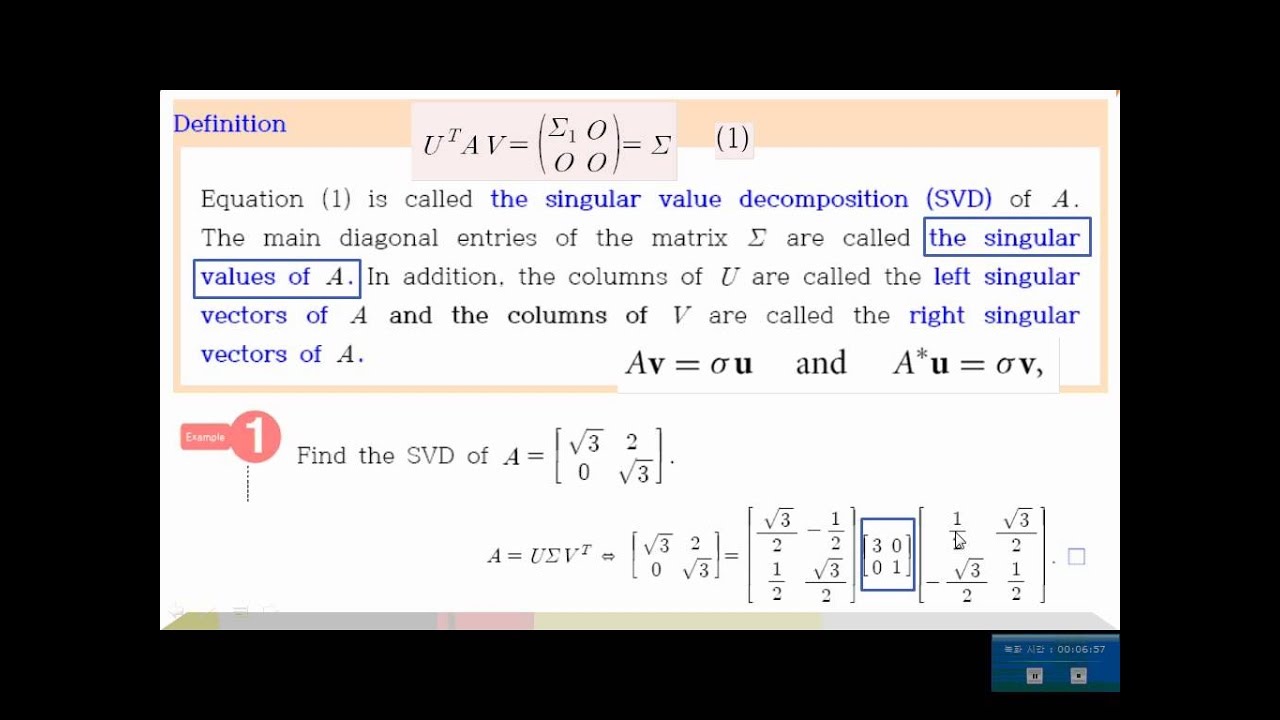 Math for Big Data, Lecture 7, Singular Value Decomposition(SVD), - YouTube