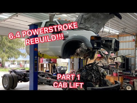 6.4 Powerstroke step by step rebuild. Part 1: Lifting the cab - YouTube