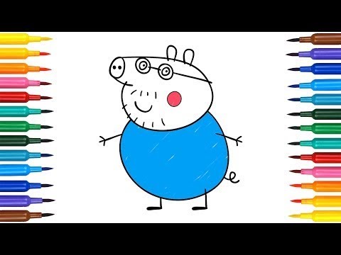 How to Draw Daddy Pig | Coloring Pages | Drawing Peppa Pig for Kids ...