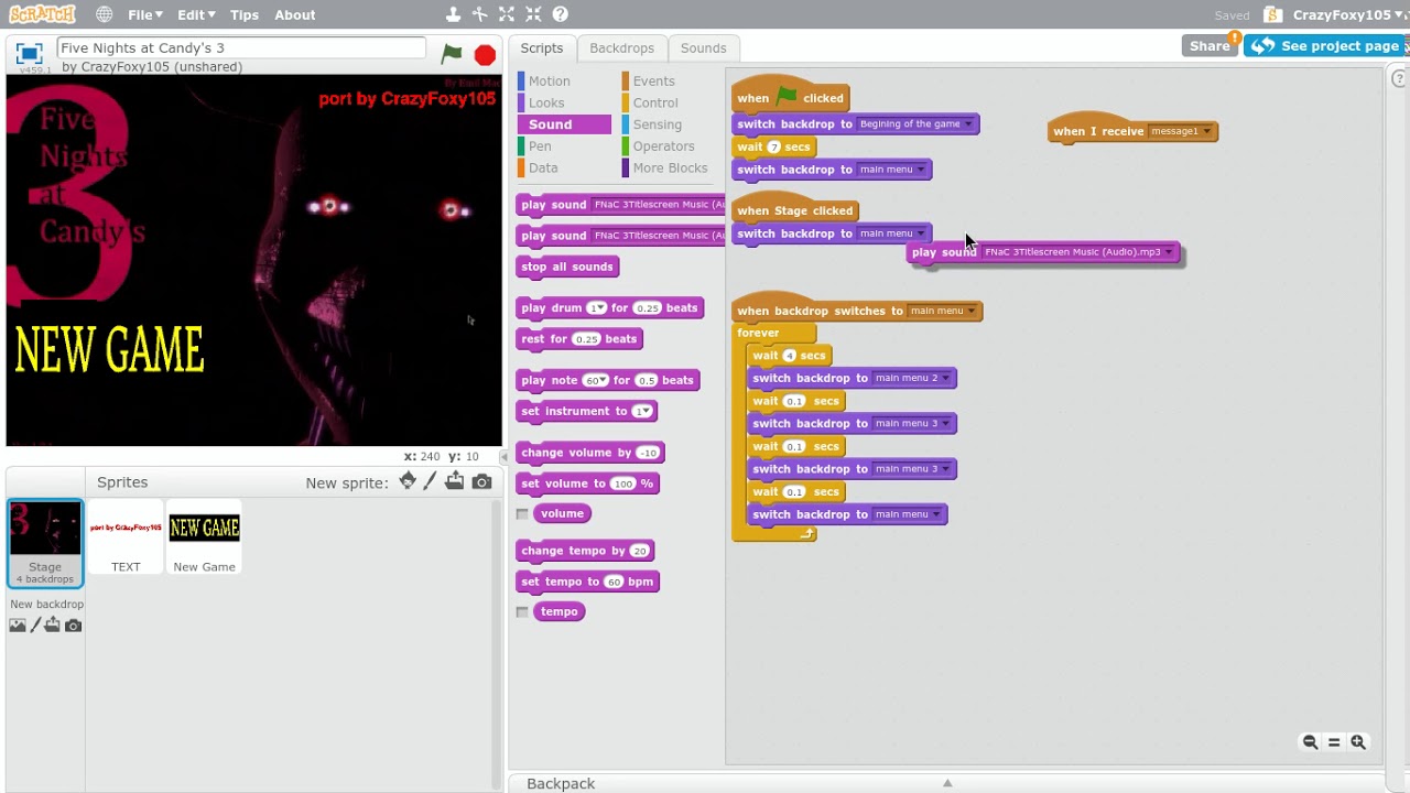 FNaC 3 Android port WIP [title screen done] - YouTube