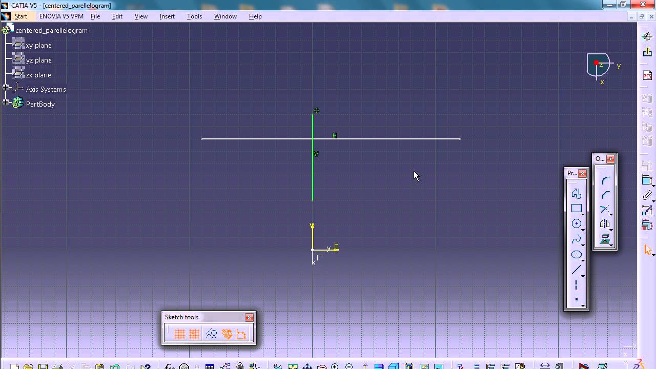 Catia V5 Basic Sketching Tutorial 6 - Centered Parallelogram - YouTube