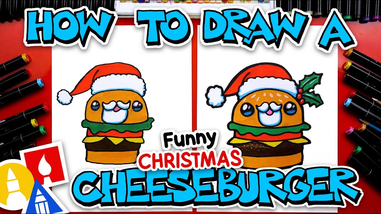 How To Draw A Funny Christmas Cheeseburger - YouTube