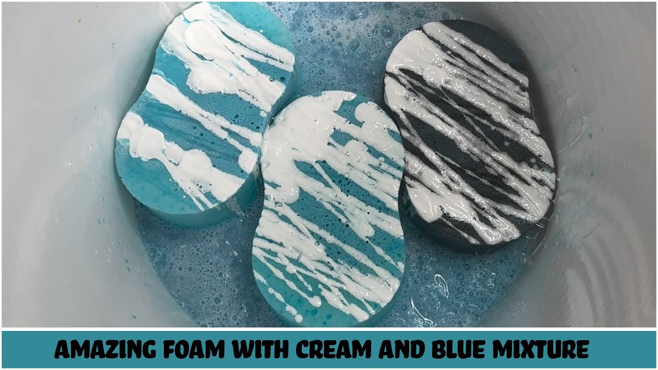 [ASMR] SPONGE SQUEEZING AMAZING FOAM WITH WHITE CREAM, BAR SOAP AND ...
