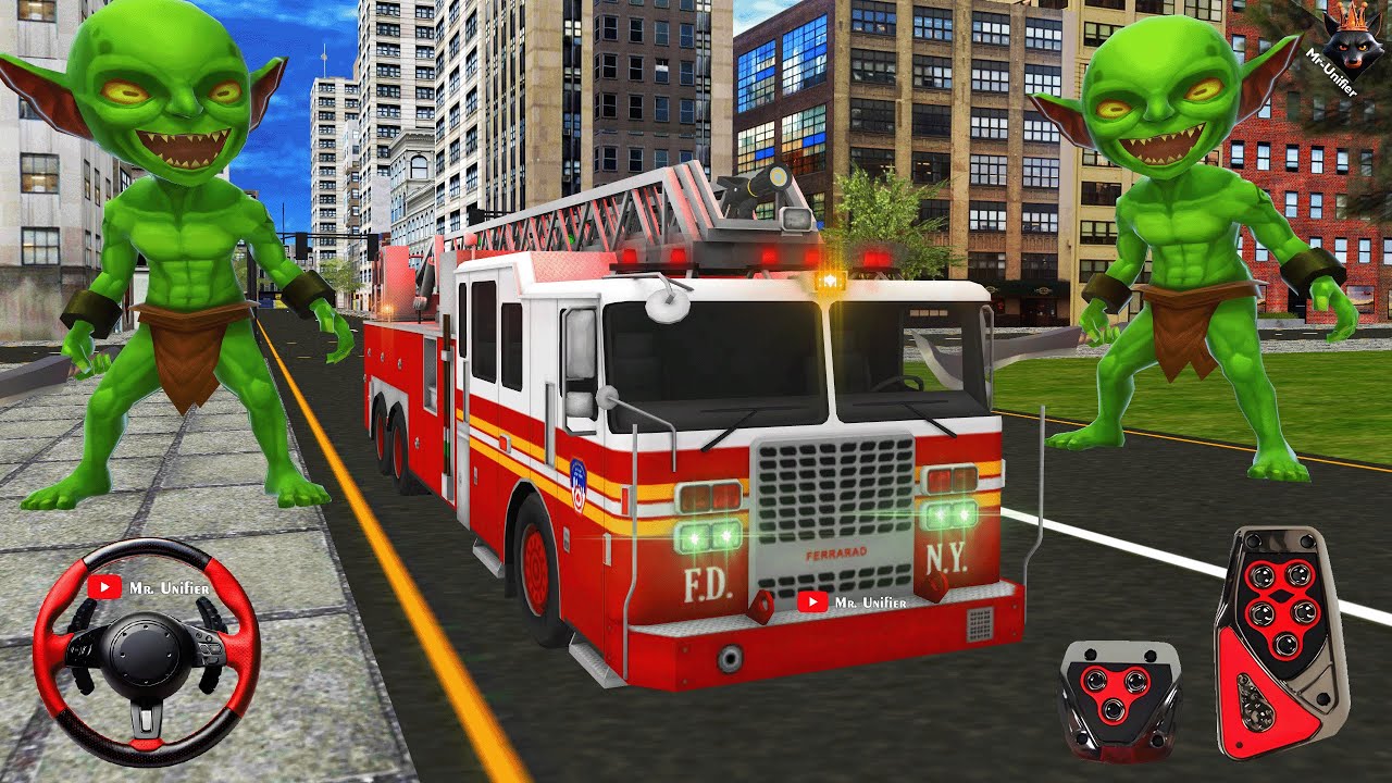 Fire Truck vs Goblin Monster - Firefighter Simulator 3D Siren Beamng ...