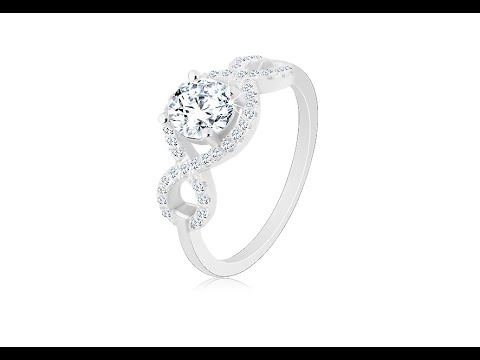 Nakit – Zaročni prstan, srebro 925, cirkonski vijugi, okrogel brušen ...