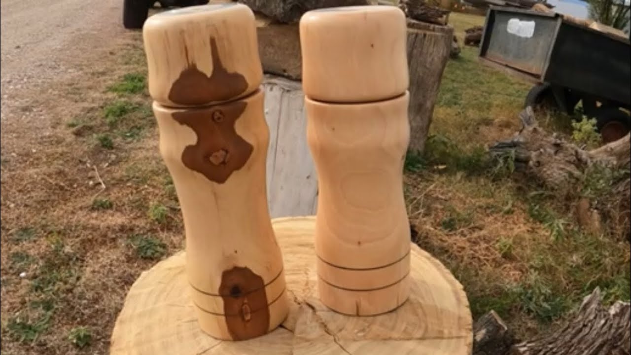 Wood Turning Pecan Salt and Pepper Mill with Inlay (Episode 15) - YouTube