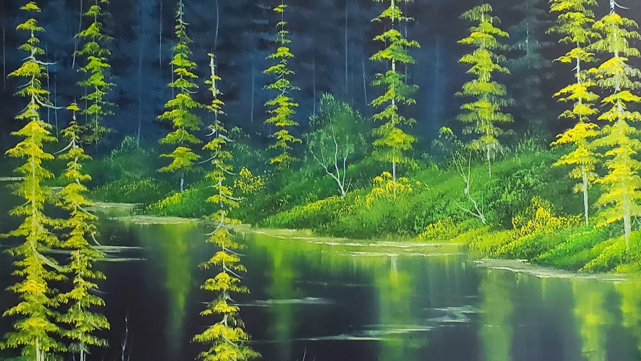 River of Trees Oil Painting - Wet on Wet - YouTube