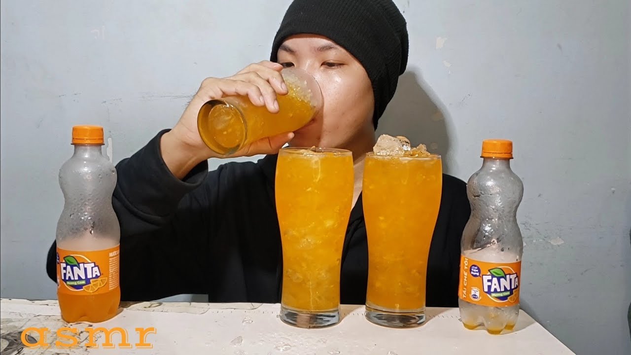 ASMR sound drinking FANTA orange. cool and refreshing. NO TALKING - YouTube