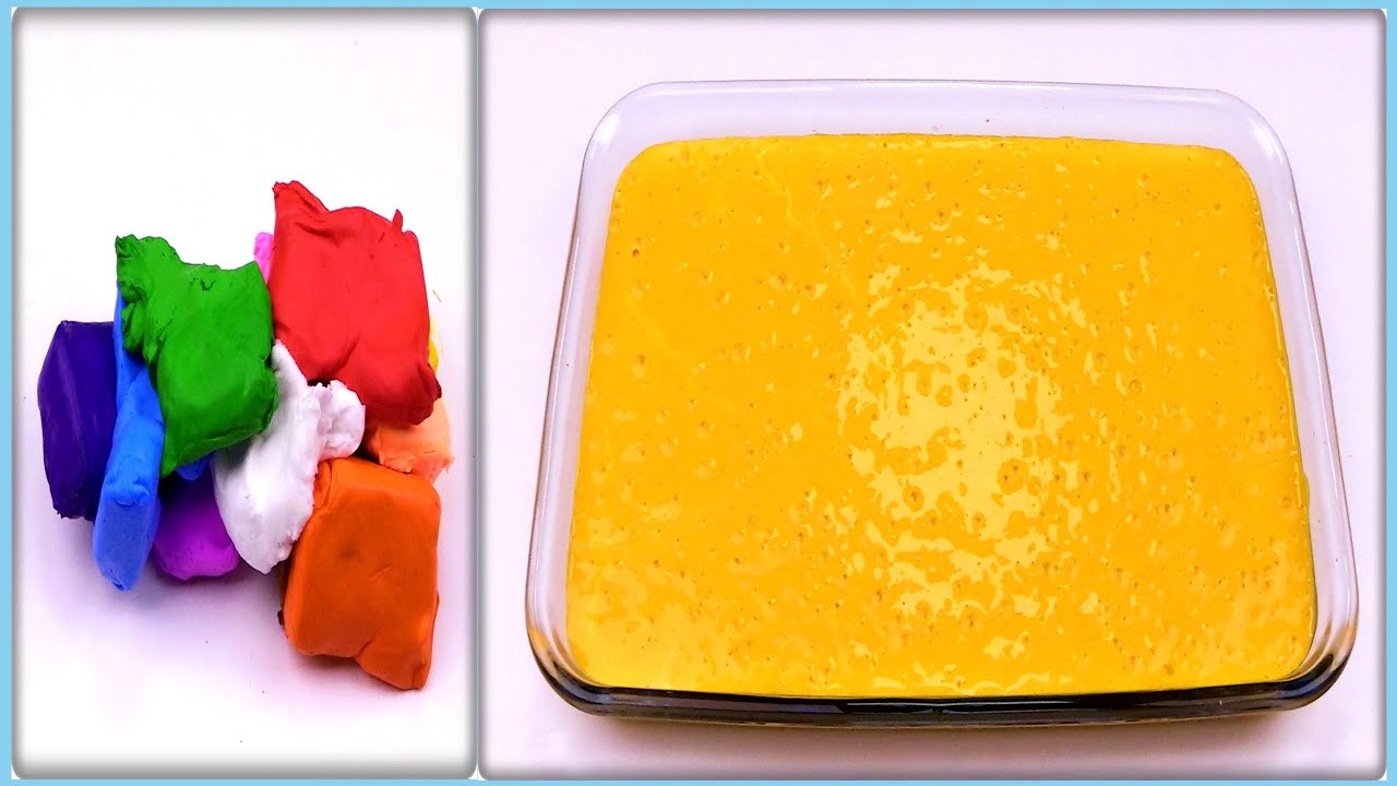 Satisfying Slime Video | Yellow Slime and Mixing Makeup Eyeshadow Into ...