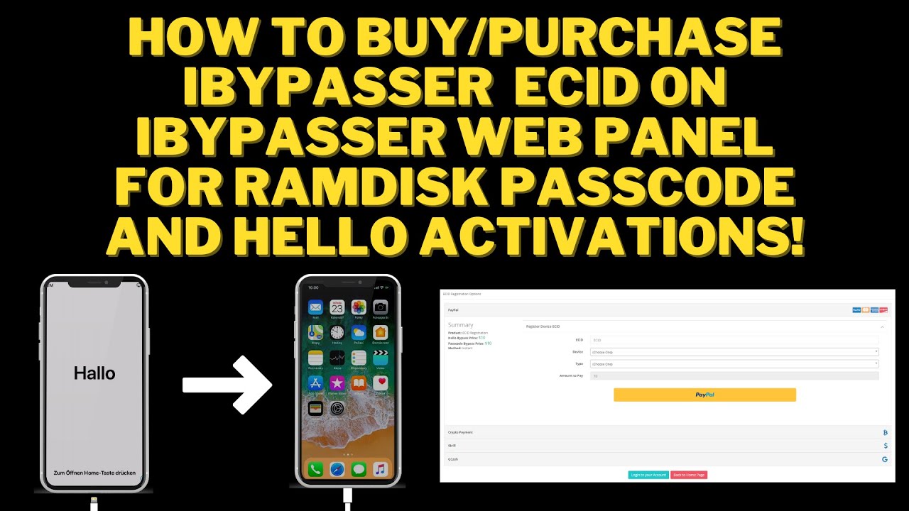 how to buy/purchase ibypasser ecid on ibypasser web panel for ramdisk ...