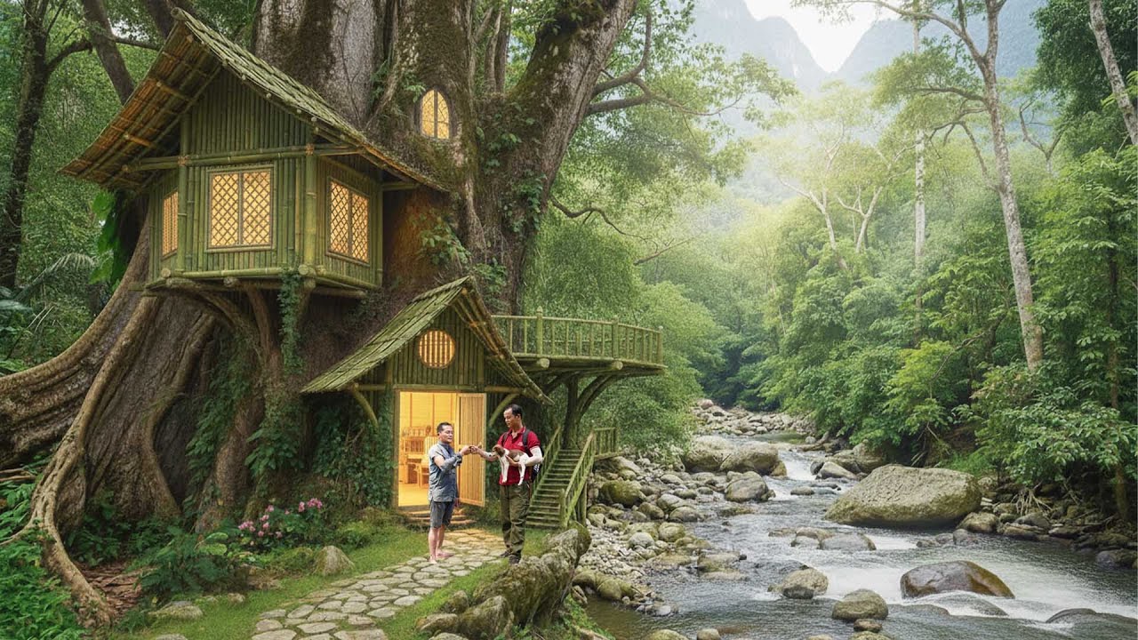 Survival Skills in the Forest Building a Tree House with Bamboo ...
