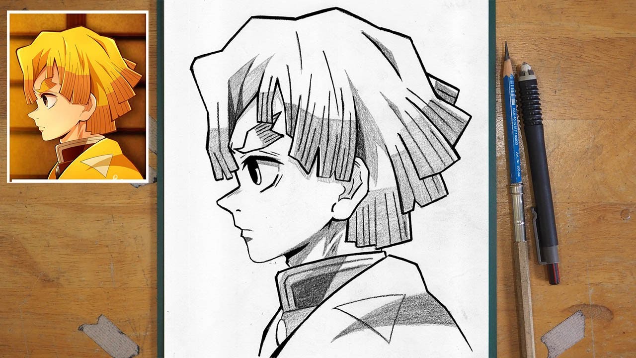 Easy Zenitsu Drawing for Beginners - Step-by-Step Demon Slayer Tutorial ...