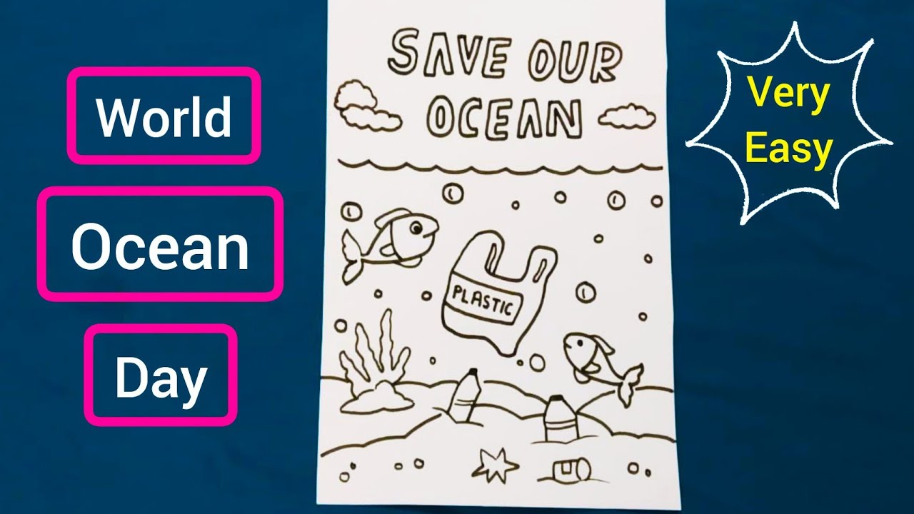 Ocean Day Drawing || World ocean Day drawing || World ocean Day Poster ...