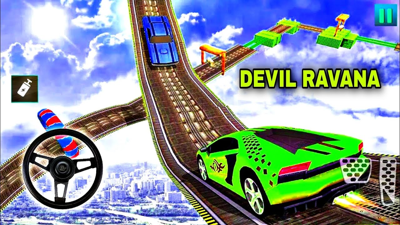 #4 Mega Ramp car stunt game 4D | impossible car stunt track 3D gameplay ...